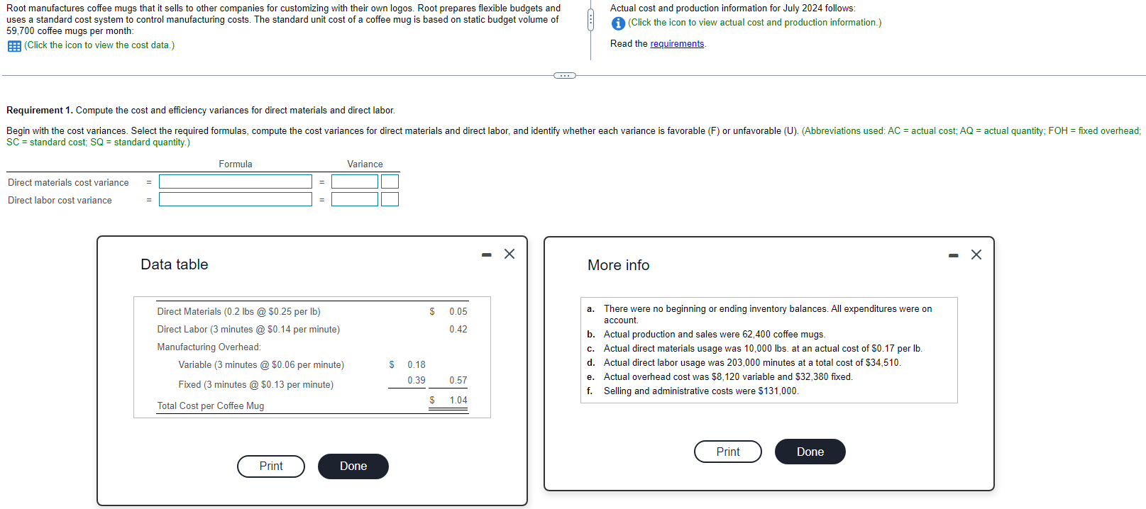 Solved Root manufactures coffee mugs that it sells to other | Chegg.com