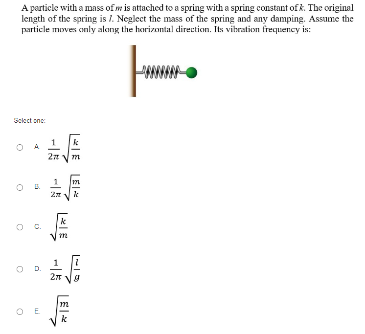 Solved 20. A particle with a mass of m is hanging on spring | Chegg.com