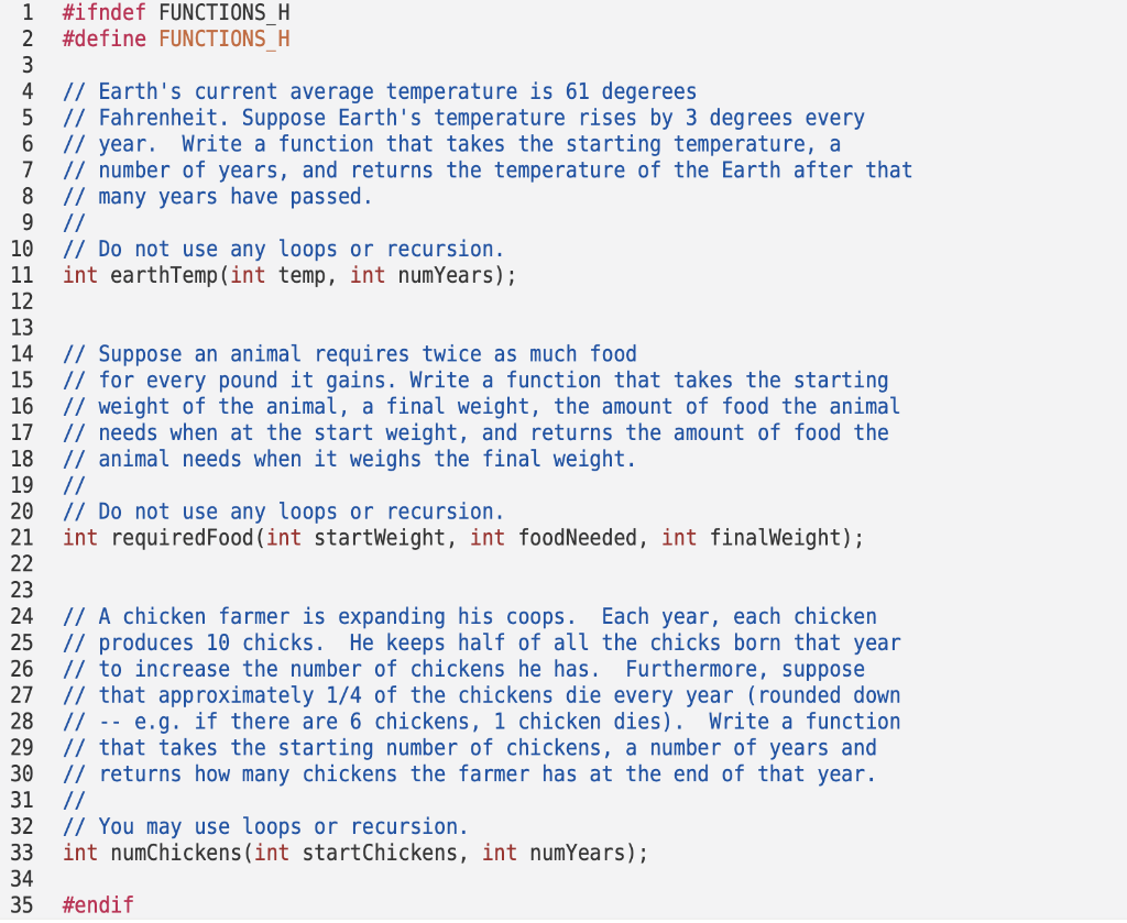 Solved \#define FUNCTIONS_H // Earth's current average | Chegg.com