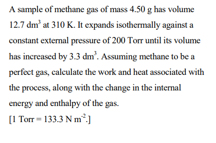 Solved A sample of methane gas of mass 4.50 g has volume | Chegg.com