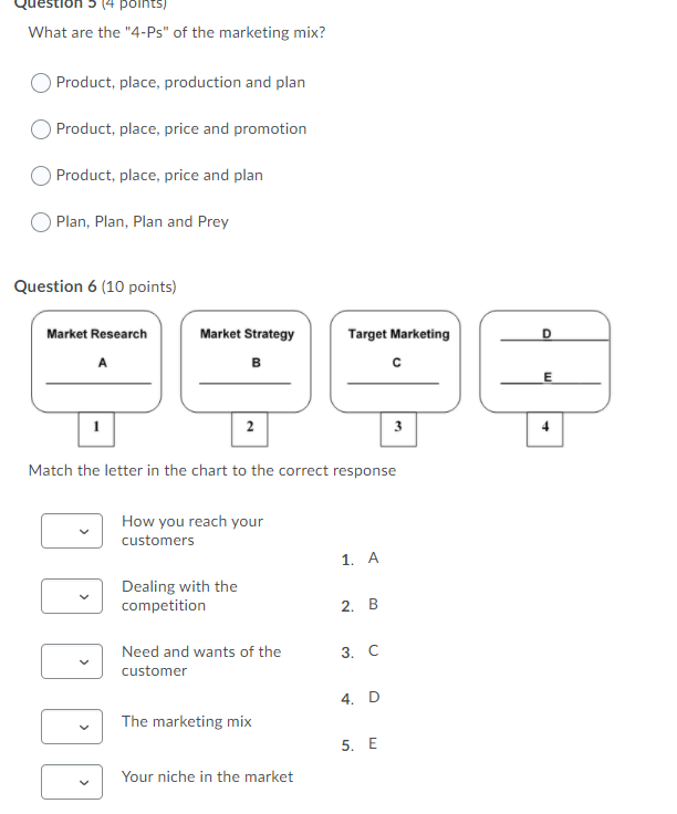 Solved (4 points) What are the "4-Ps" of the marketing mix? | Chegg.com
