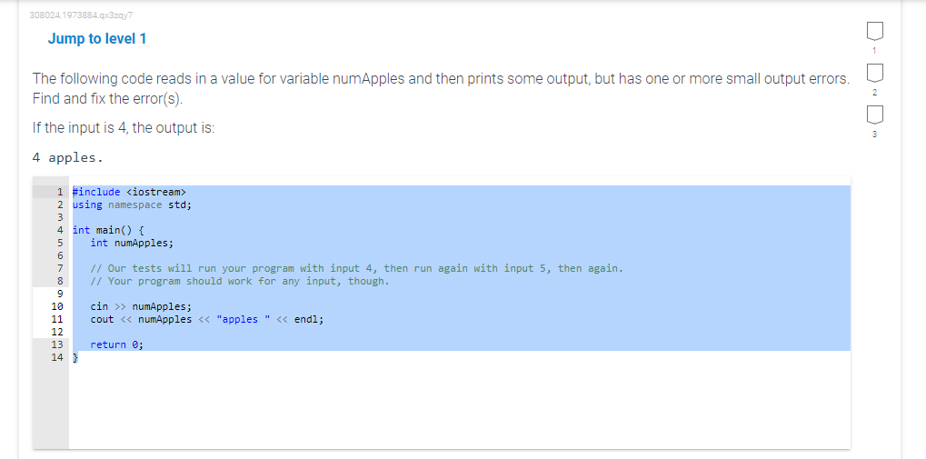 Solved I cant figure out this code wording. Must be written | Chegg.com