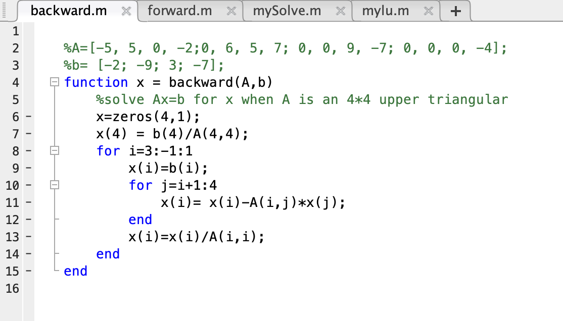 Solved Write a function forward.m to solve nxn lower | Chegg.com
