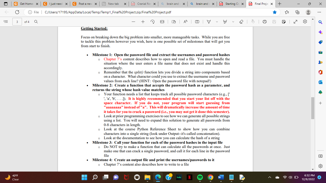 Solved Create a Python program that can "crack" a password | Chegg.com
