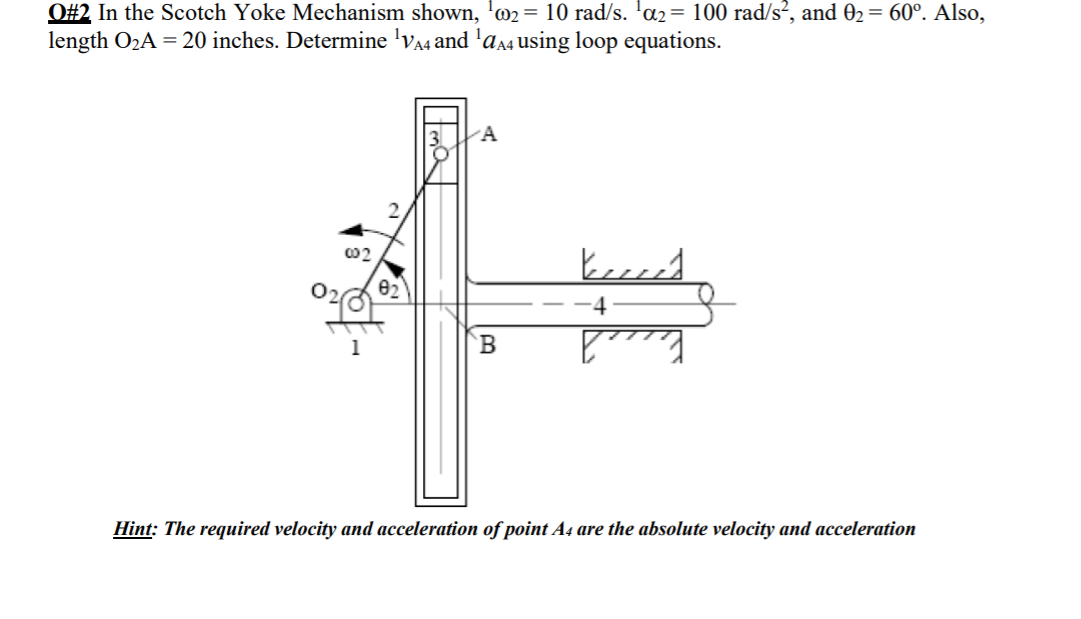 Solved O#2 In the Scotch Yoke Mechanism shown, '02 = 10 | Chegg.com