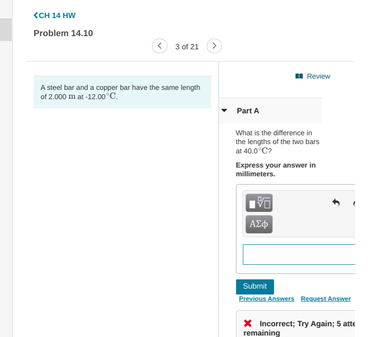 Solved Review A steel bar and a copper bar have the same | Chegg.com