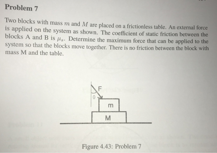 Solved Problem 7 Two blocks with mass m and M are placed on | Chegg.com