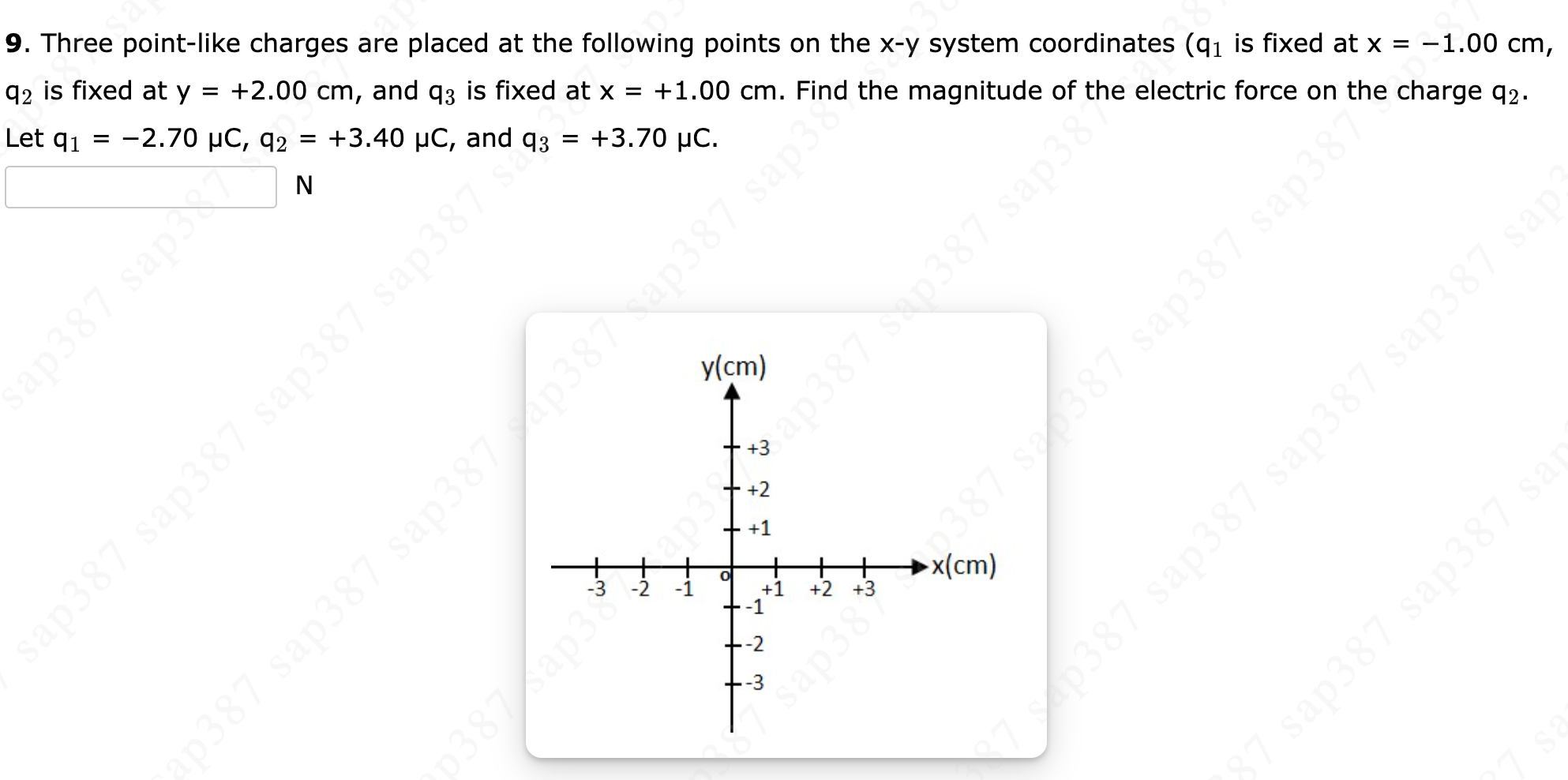 Solved 9. Three point-like charges are placed at the | Chegg.com
