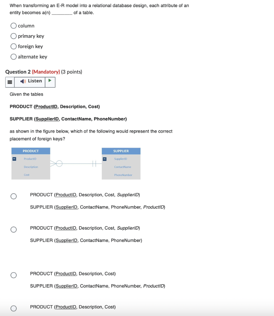 Solved When transforming an E-R model into a relational | Chegg.com