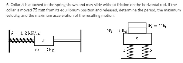 Solved 6. Collar A is attached to the spring shown and may | Chegg.com