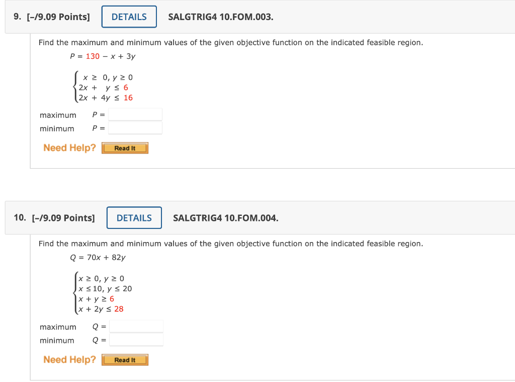 Solved 9. [-/9.09 Points] DETAILS SALGTRIG4 10.FOM.003. Find | Chegg.com