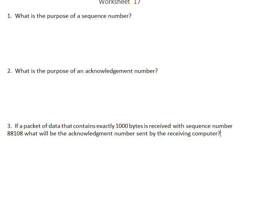 Solved Worksheet 17 1. What is the purpose of a sequence | Chegg.com