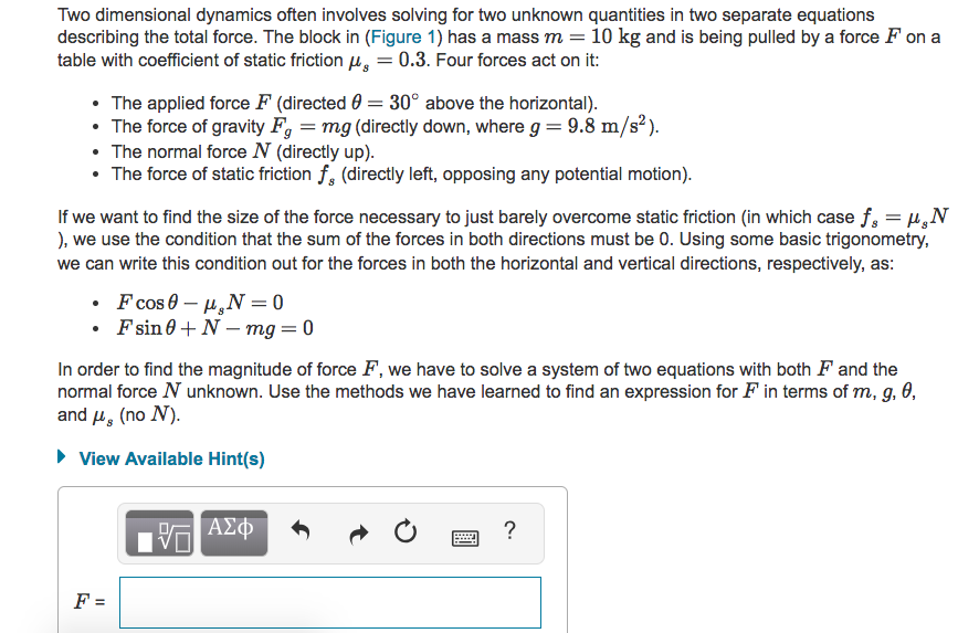 Solved Two dimensional dynamics often involves solving for | Chegg.com