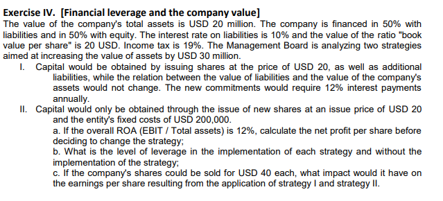 Solved Exercise I [Operating leverage] Calculate the | Chegg.com