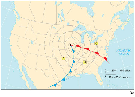 Solved 7-I Q2: The figure below shows a map of a midlatitude | Chegg.com