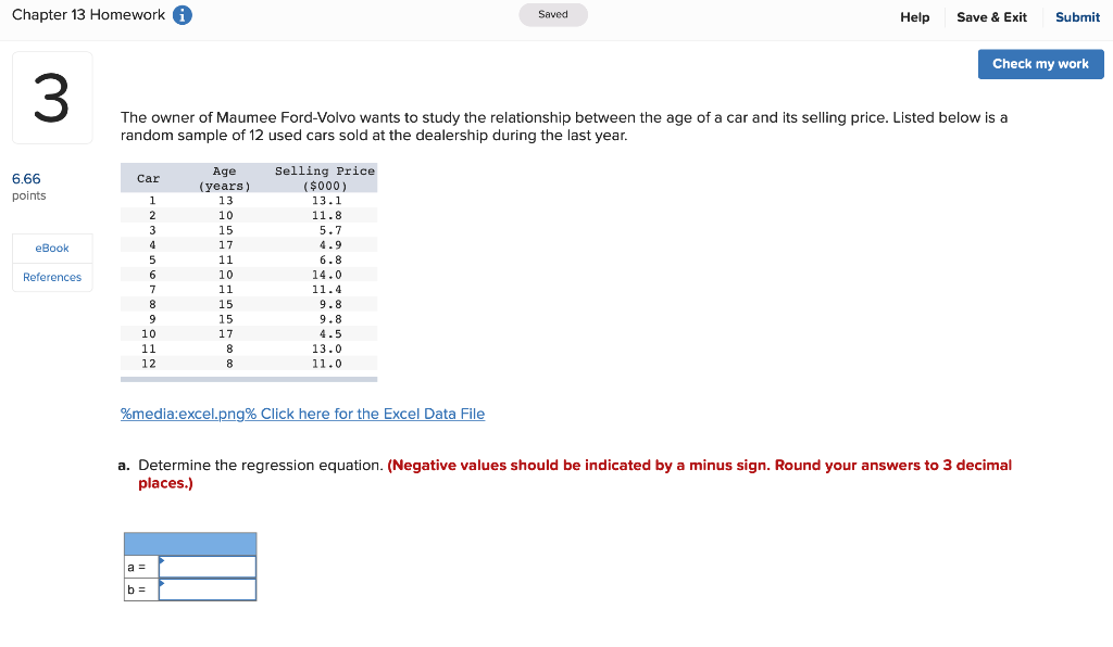 Solved Chapter 13 Homework Saved Help Save & Exit Submit | Chegg.com