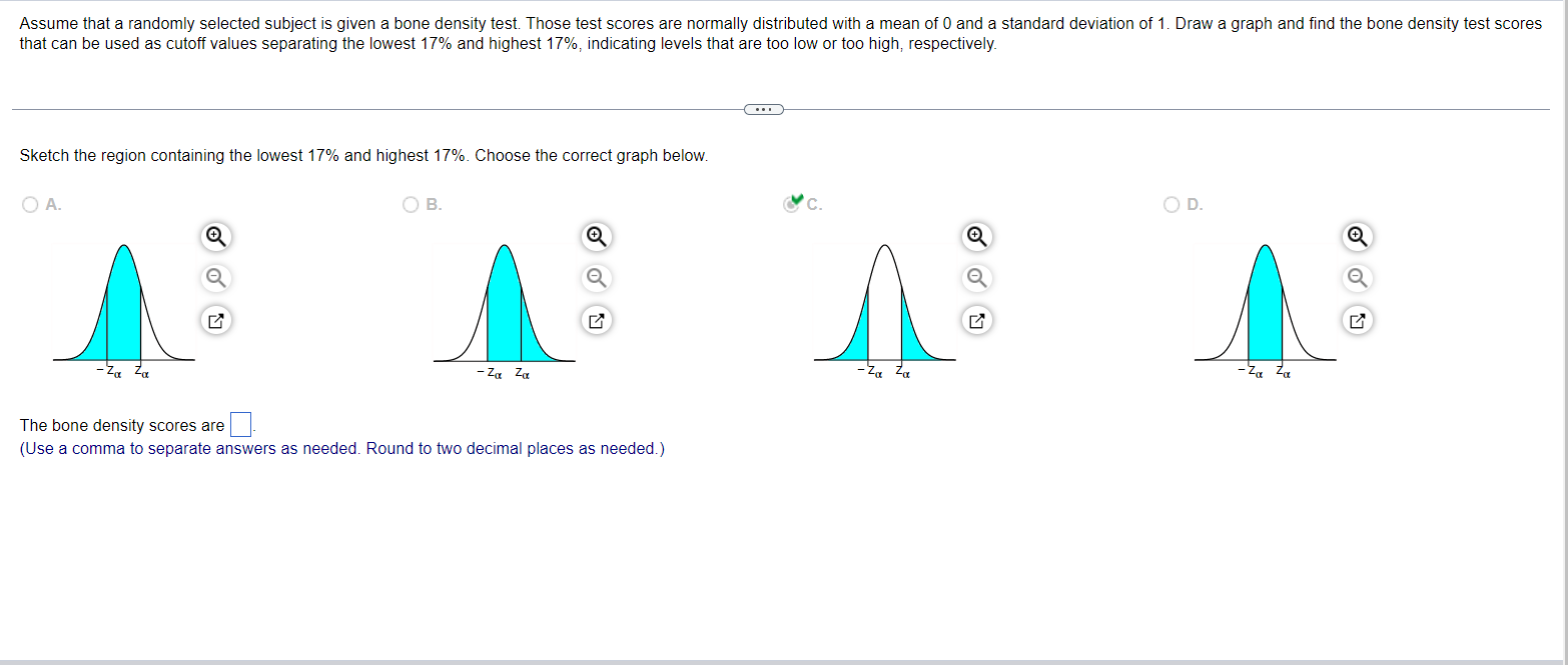 Solved that can be used as cutoff values separating the | Chegg.com