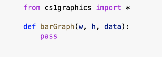 Solved Implement a function with signature barGraph(w, h, | Chegg.com