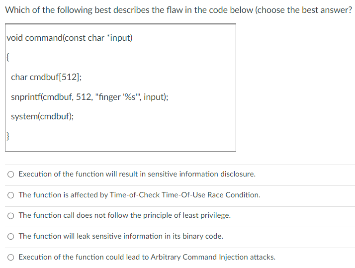 Solved Which of the following best describes the flaw in the | Chegg.com
