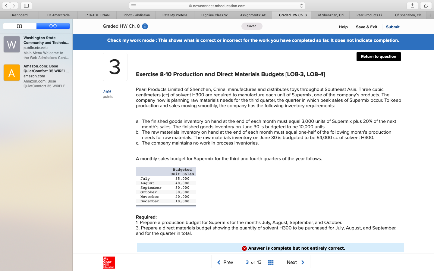 Solved newconnect.mheducation.com Dashboard TD Ameritrade | Chegg.com