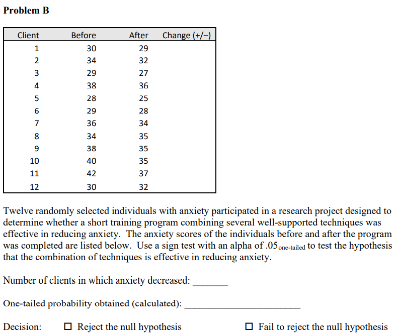 Solved Problem B Before Change (+/-) 30 Client 1 2. 3 N | Chegg.com