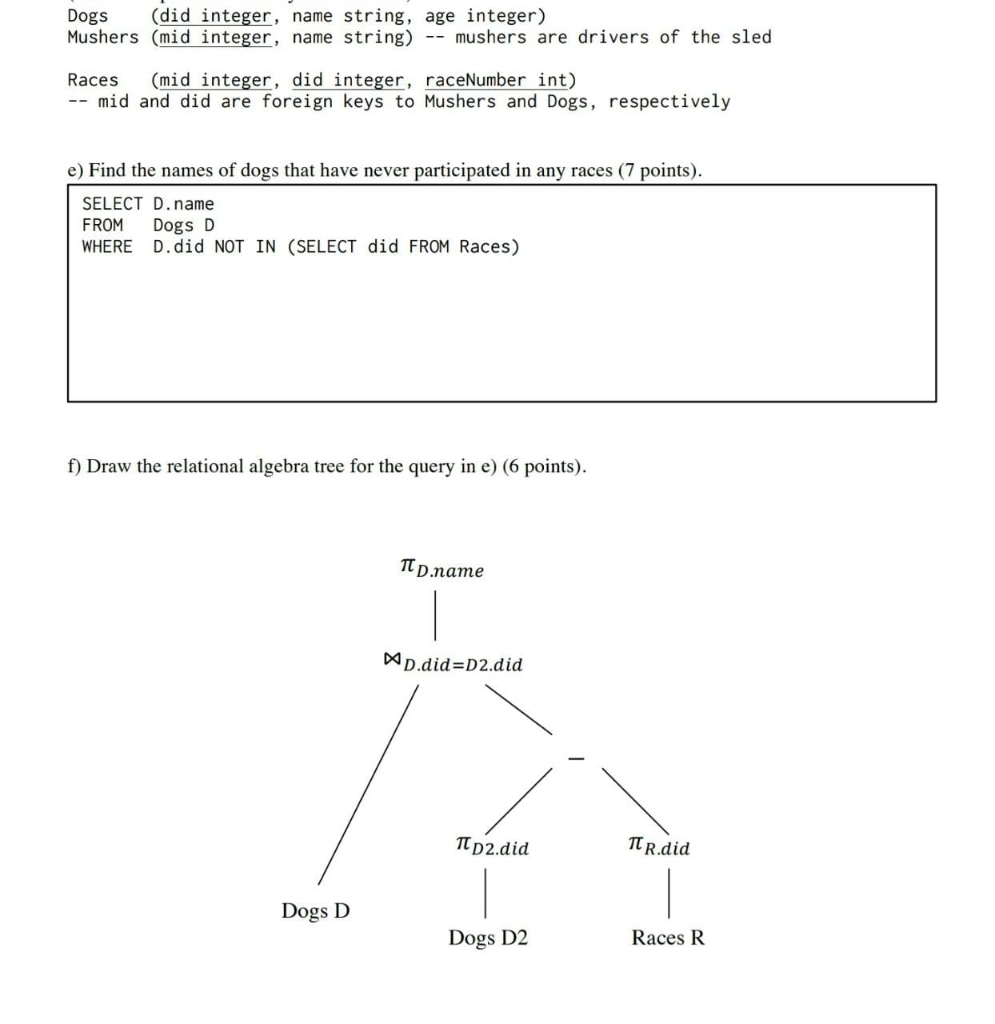 Solved Write relational algebraic expression for the | Chegg.com