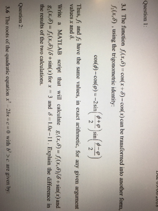 Solved Question 1: 3.1 The function (x,)cos(x + 8)-cos(x) | Chegg.com
