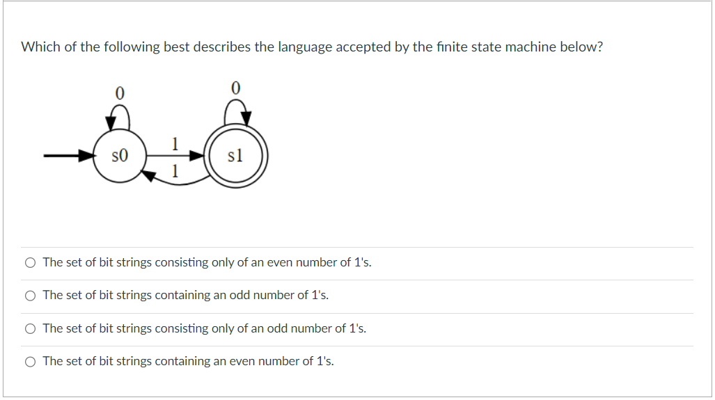 Solved Which of the following best describes the language | Chegg.com