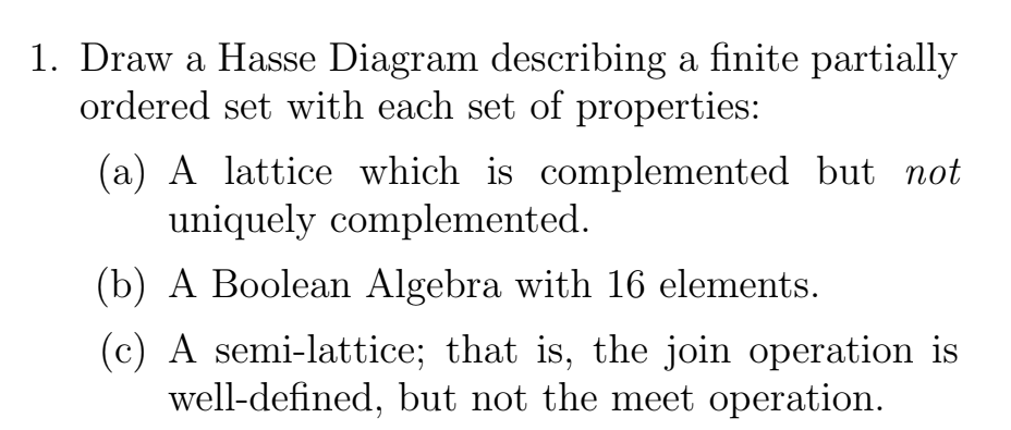 Solved 1. Draw a Hasse Diagram describing a finite partially | Chegg.com