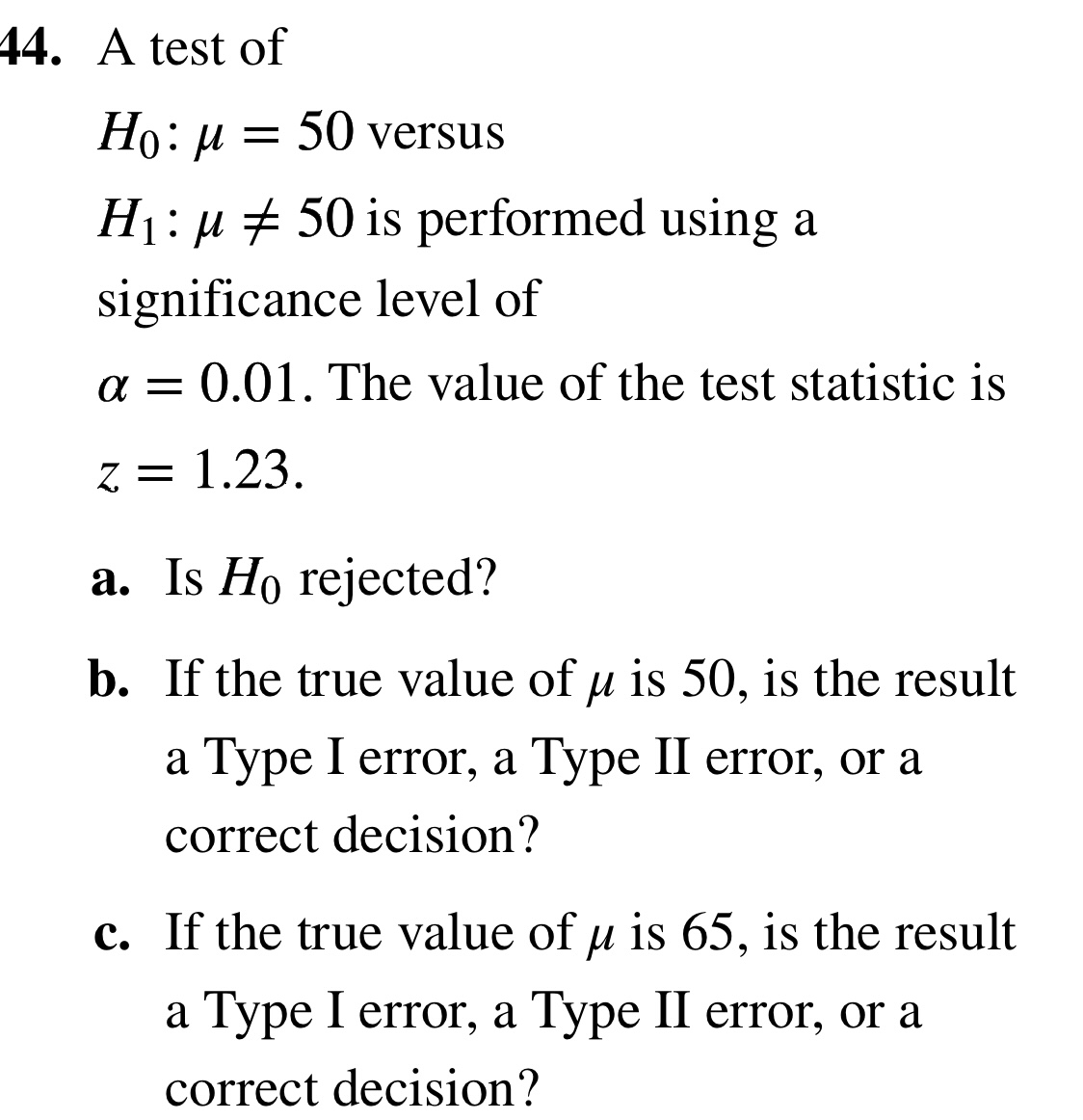 Solved A test of H0:μ=50 versus H1:μ =50 is performed using | Chegg.com