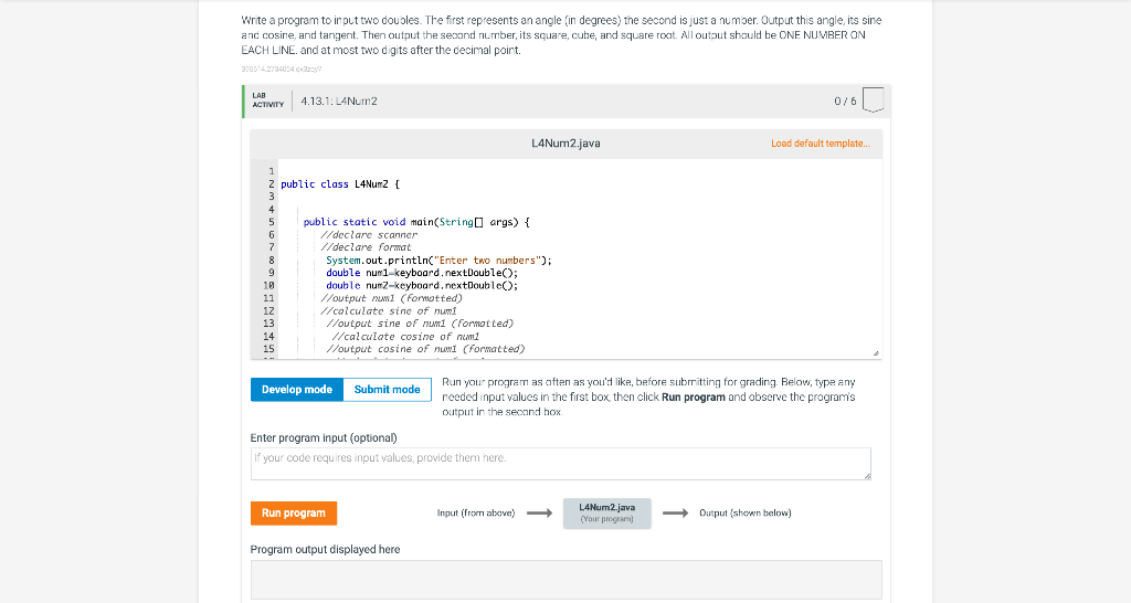 Solved Write a program to input two doules. The first | Chegg.com