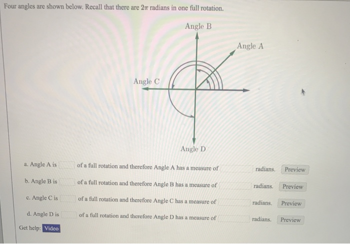 Solved Four angles are shown below. Recall that there are 2π | Chegg.com