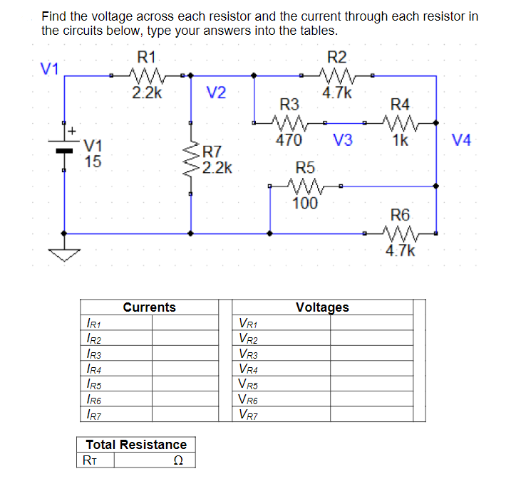 Solved Find the voltage across each resistor and the current | Chegg.com