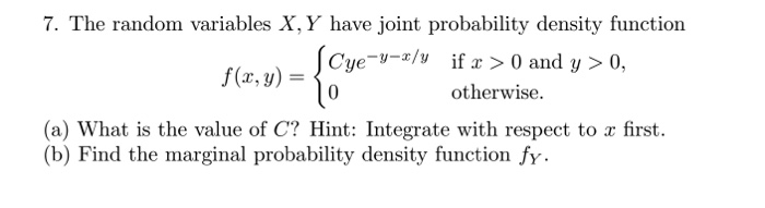 Solved The random variables X, Y have joint probability | Chegg.com