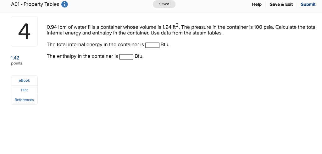 Solved A01-Property Tables Help Save & Exit Submit Saved 4 | Chegg.com