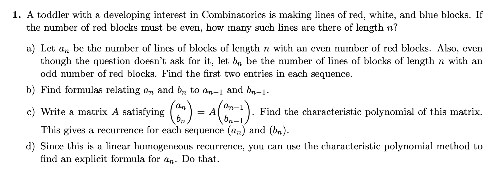 A toddler with a developing interest in Combinatorics | Chegg.com