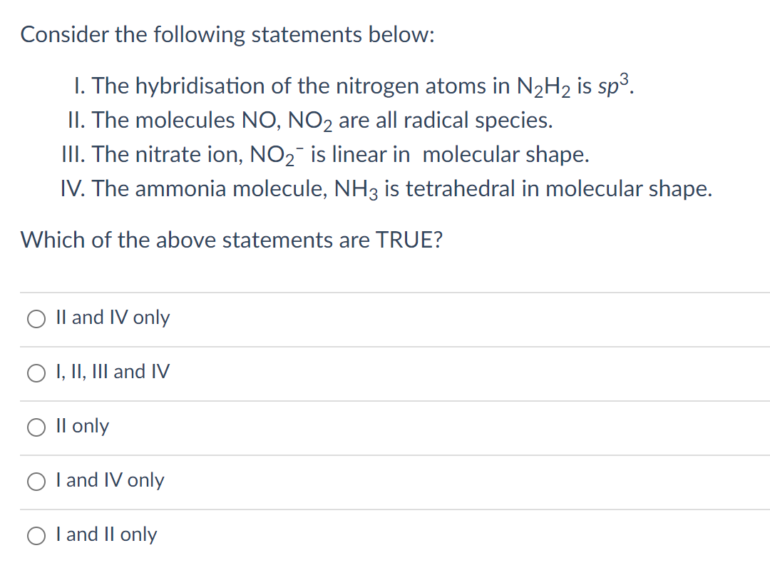 Solved Consider the following statements below: The | Chegg.com