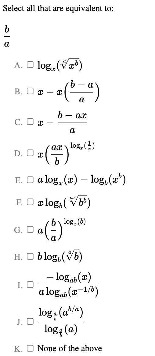 Solved Unless otherwise specified, assume log bases are | Chegg.com