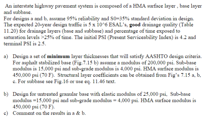 Solved An interstate highway pavement system is composed of | Chegg.com