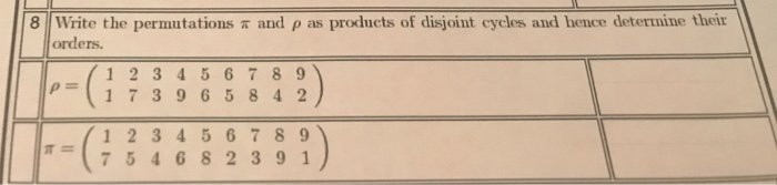 Solved 8 Write the permutations π and ρ as products of | Chegg.com