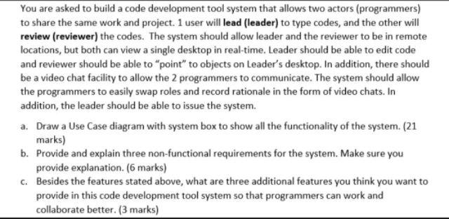 Solved You are asked to build a code development tool system | Chegg.com
