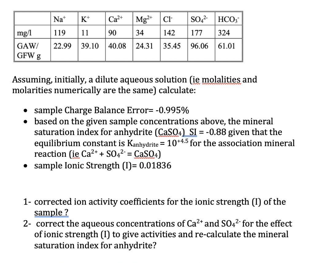 Solved Na+ K+ Ca2+ Mg2+ Cl SO42- HCO3 119 11 90 34 142 177 | Chegg.com