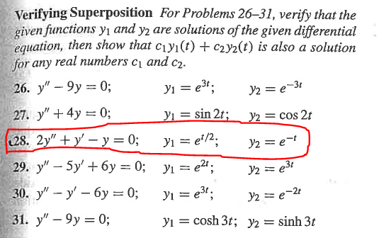 Solved Verifying Superposition For Problems 26-31, verify | Chegg.com