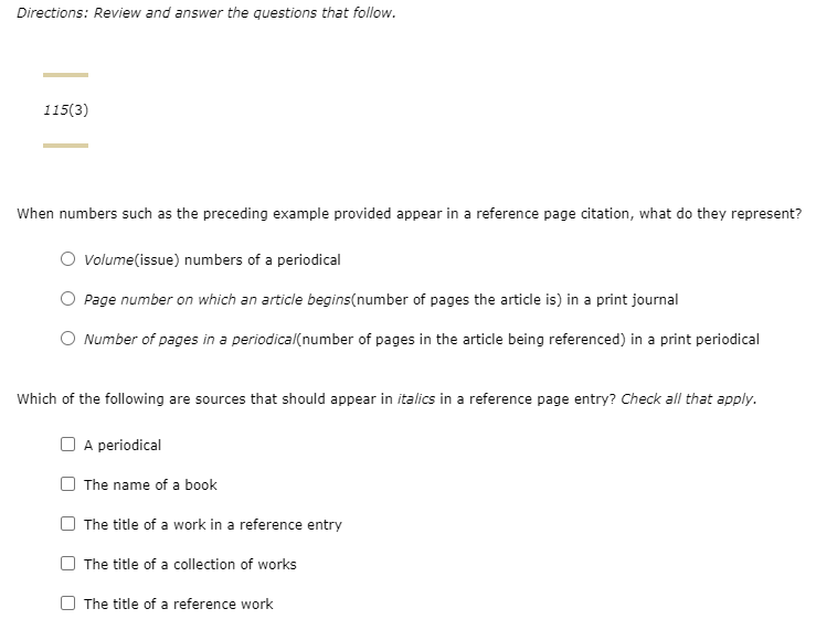 Directions: Review and answer the questions that | Chegg.com