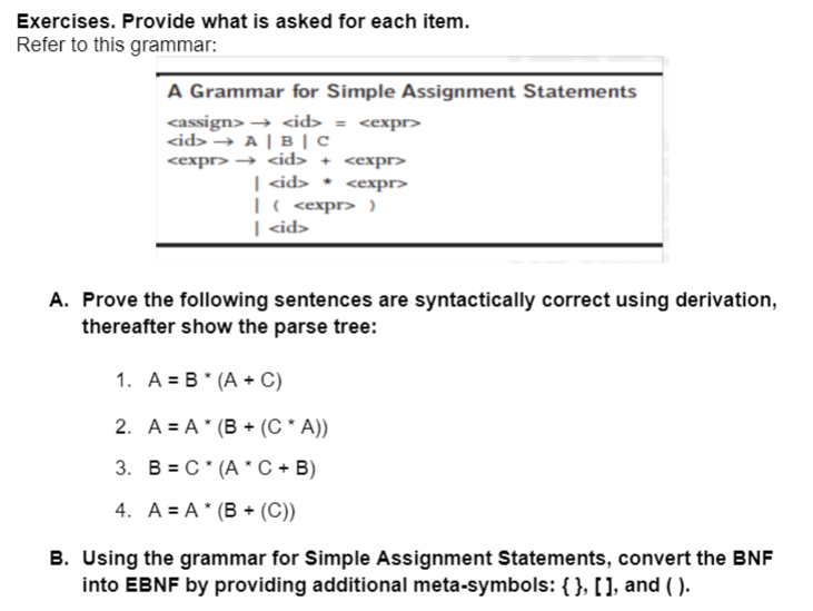 Solved Exercises. Provide what is asked for each item. Refer | Chegg.com