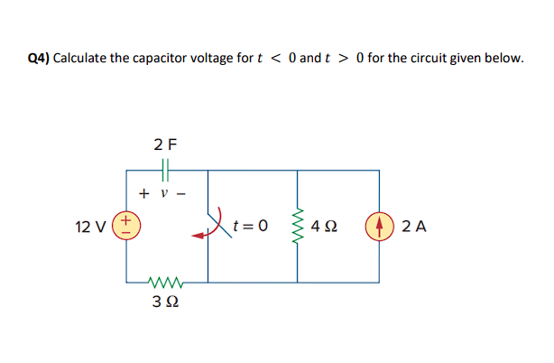 Solved Q4) Calculate the capacitor voltage for t 0 | Chegg.com