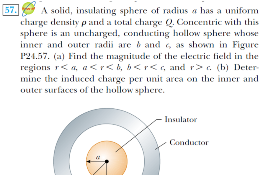 Solved 57. Www A solid, insulating sphere of radius a has a | Chegg.com | Chegg.com