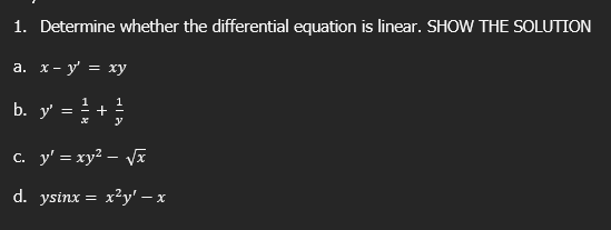 Solved Determine whether the differential equation is | Chegg.com