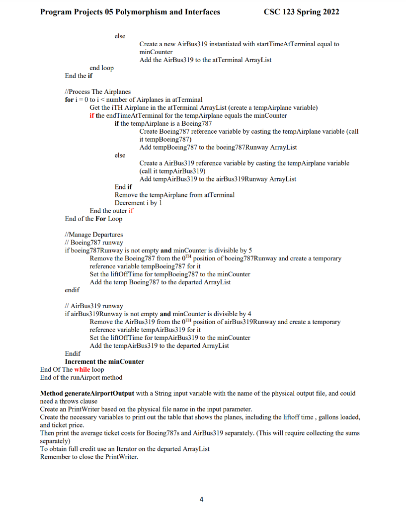 Program Projects 05 Polymorphism and Interfaces CSC | Chegg.com