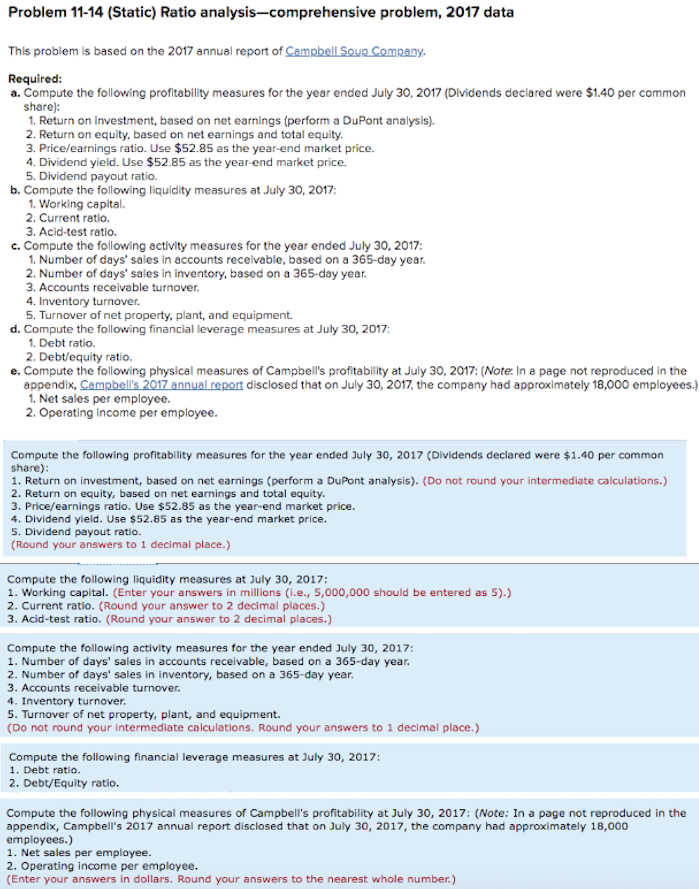 Solved Problem 11-14 (Static) Ratio analysis-comprehensive | Chegg.com